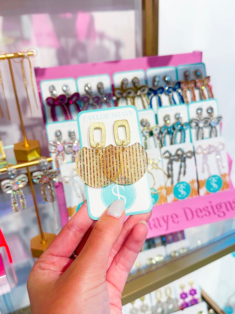 Striped Gold Flake Oval Drops – Taylor Shaye Designs