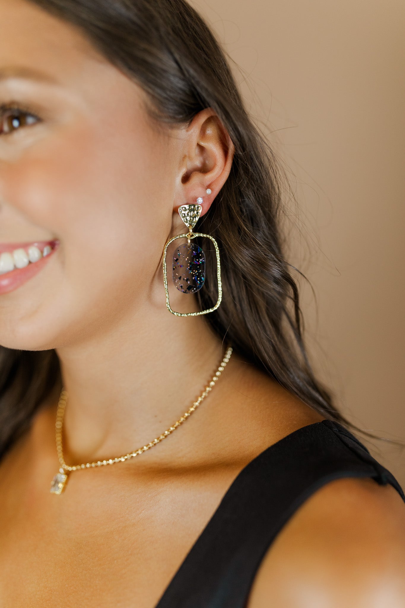 Celeste Flake Oval Hoops – Taylor Shaye Designs
