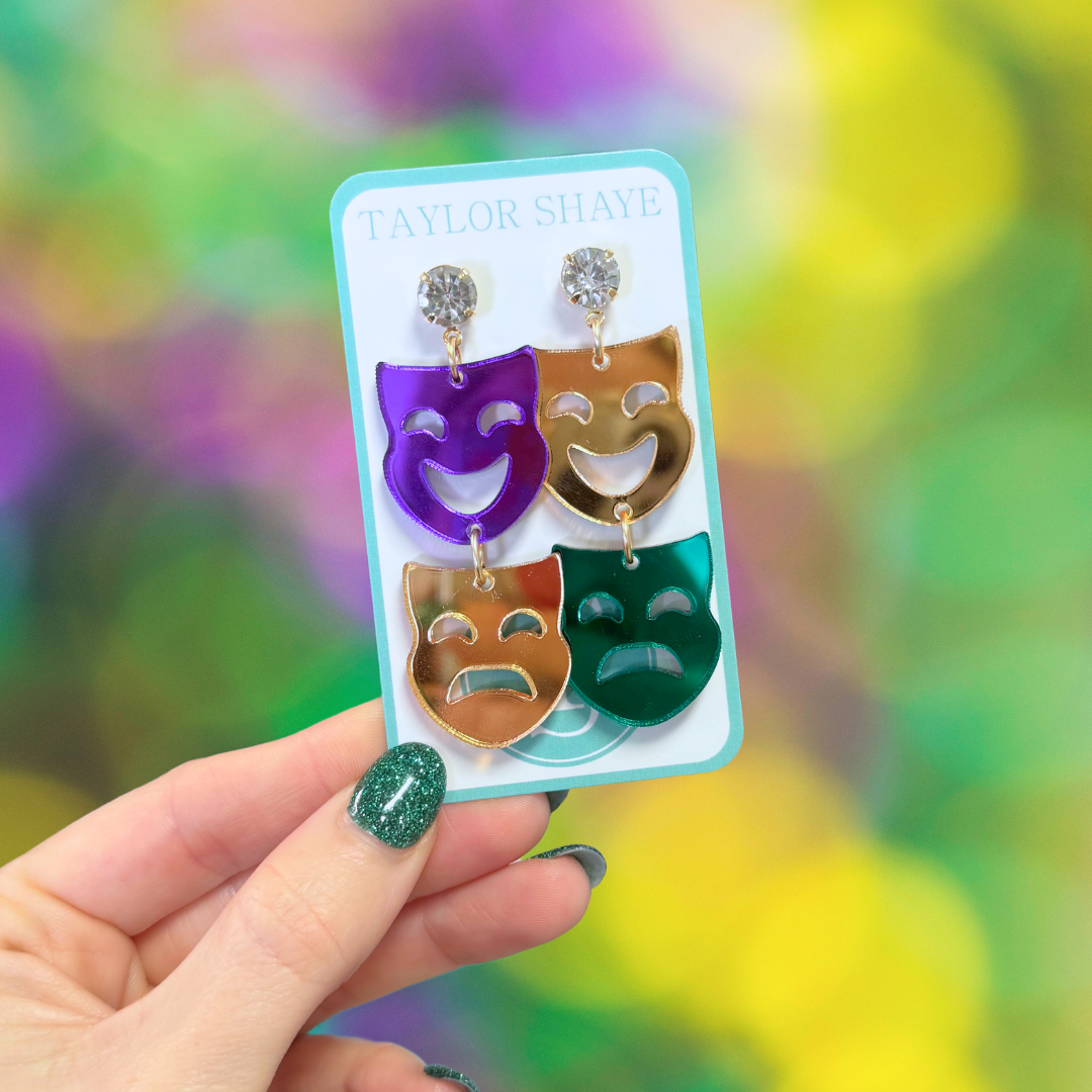 Carnevale Double Mask Drops – Taylor Shaye Designs