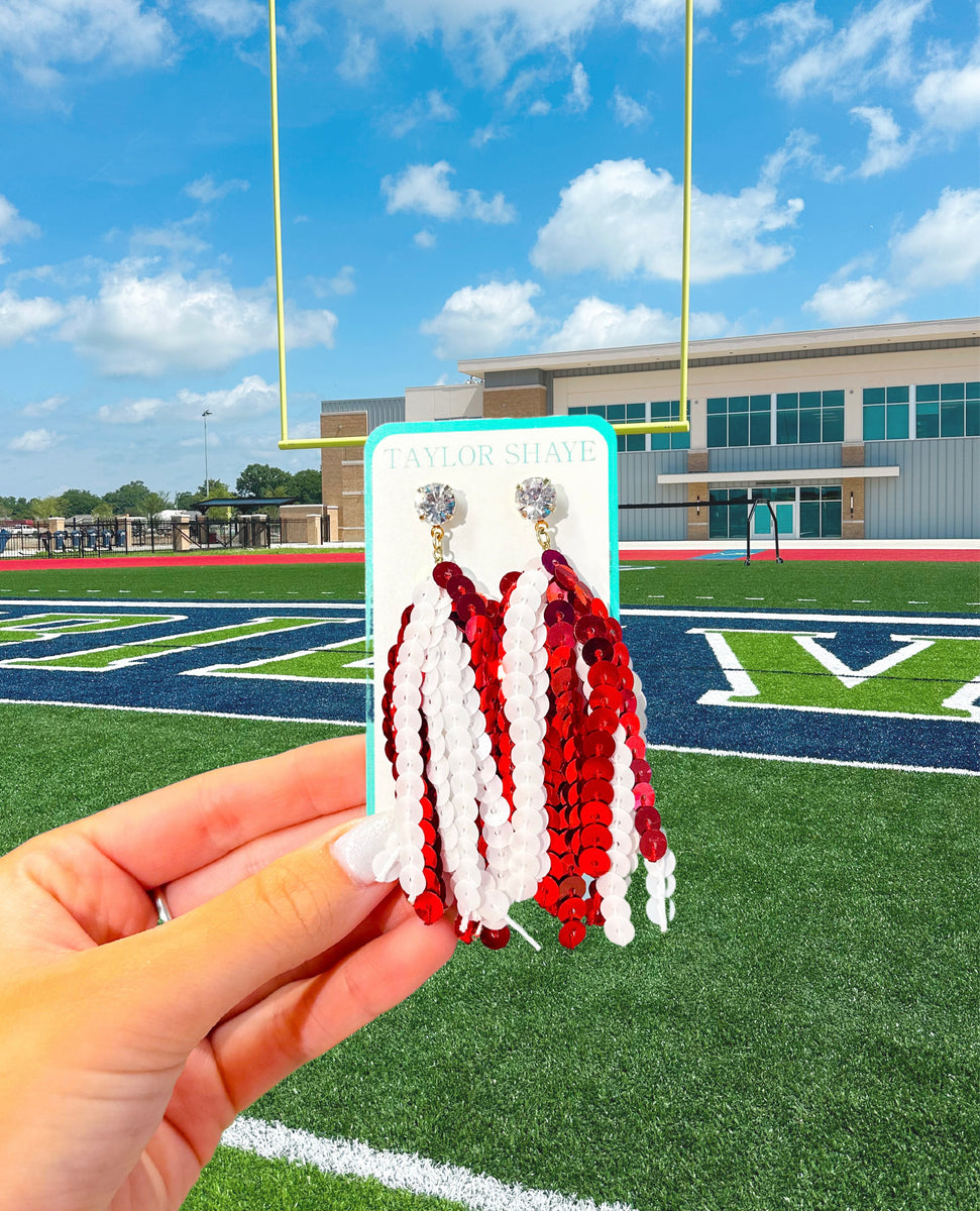 Red/White Sequin Tassels – Taylor Shaye Designs