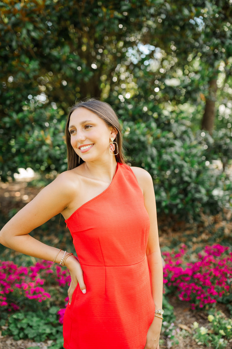 Red/Silver Flake Oval Hoops – Taylor Shaye Designs