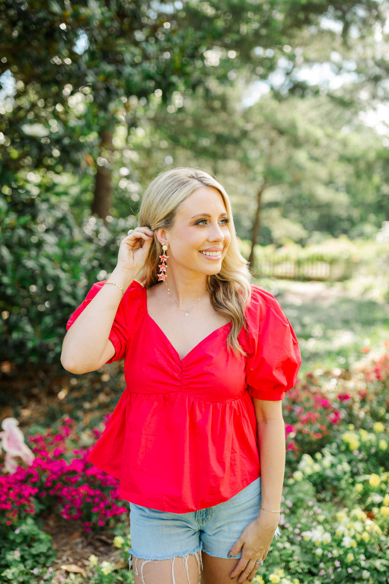 Red/Silver Flake Triple Stars – Taylor Shaye Designs