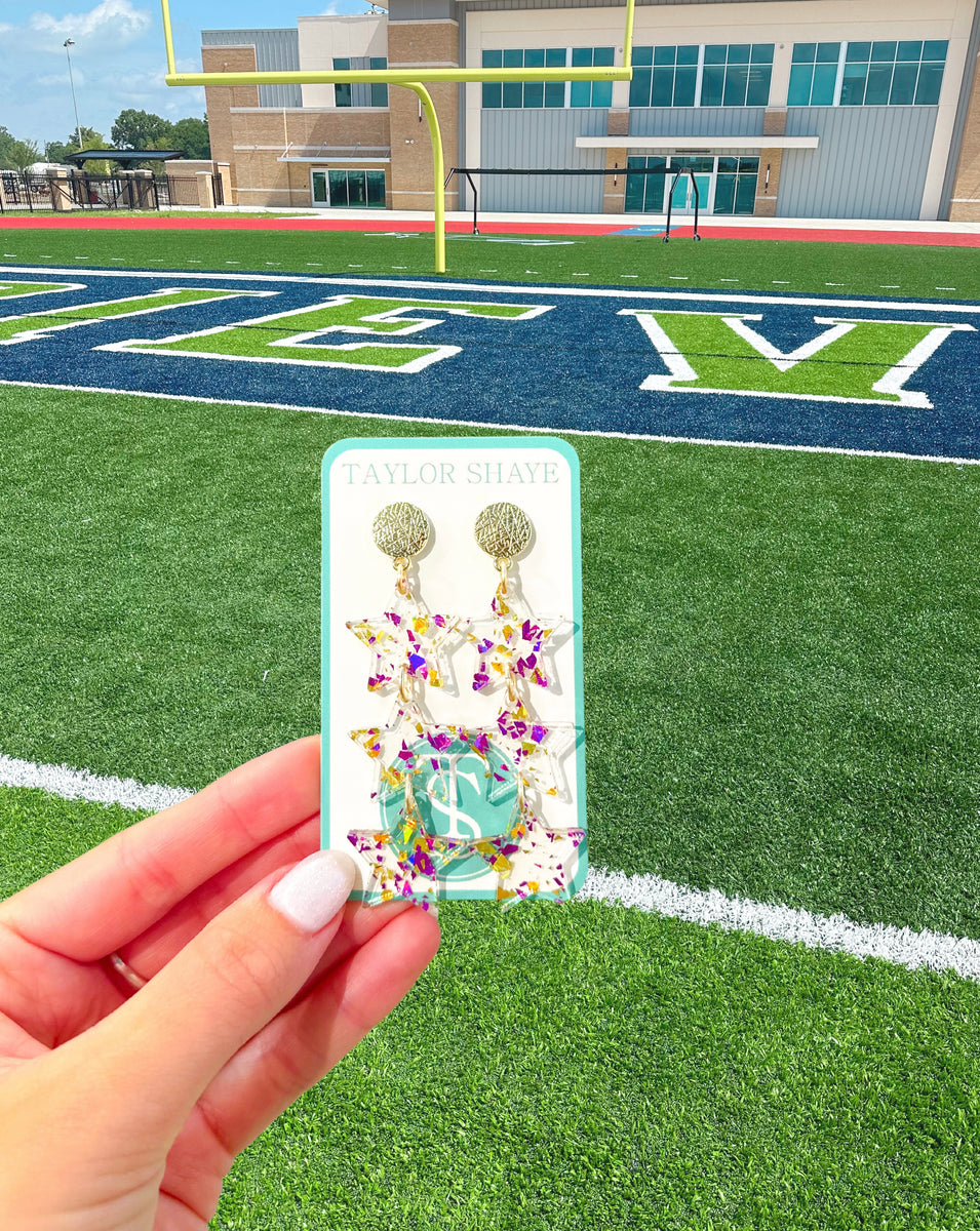 Purple/Gold Flake Triple Stars – Taylor Shaye Designs