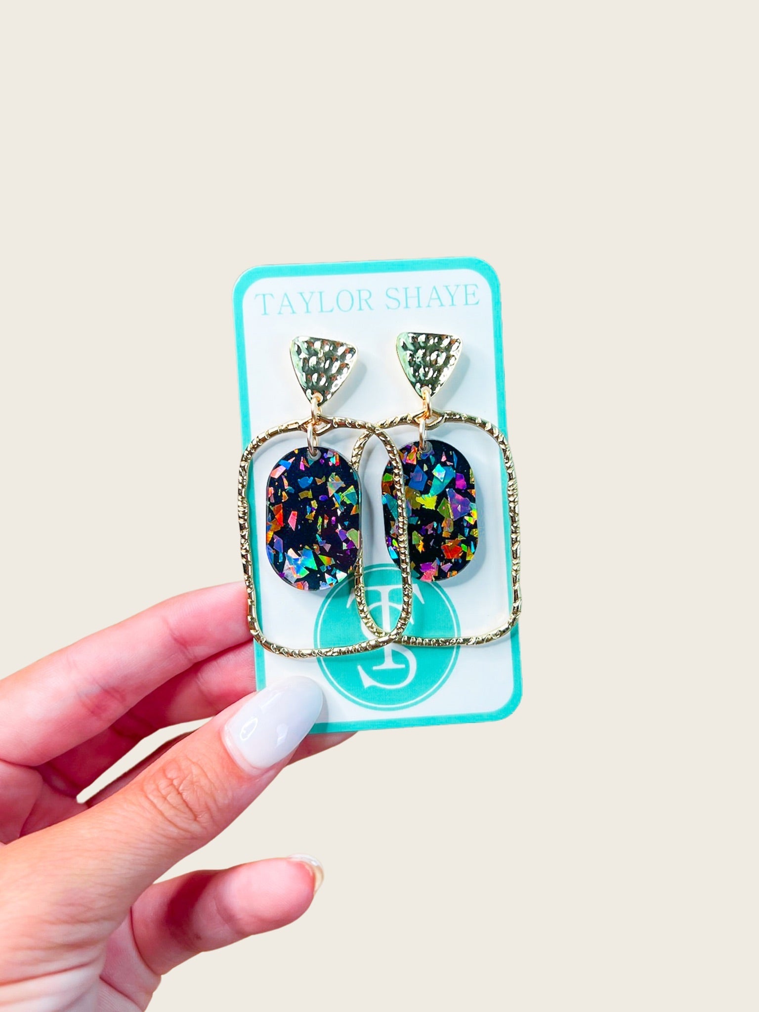 Midnight Flake Oval Hoops – Taylor Shaye Designs
