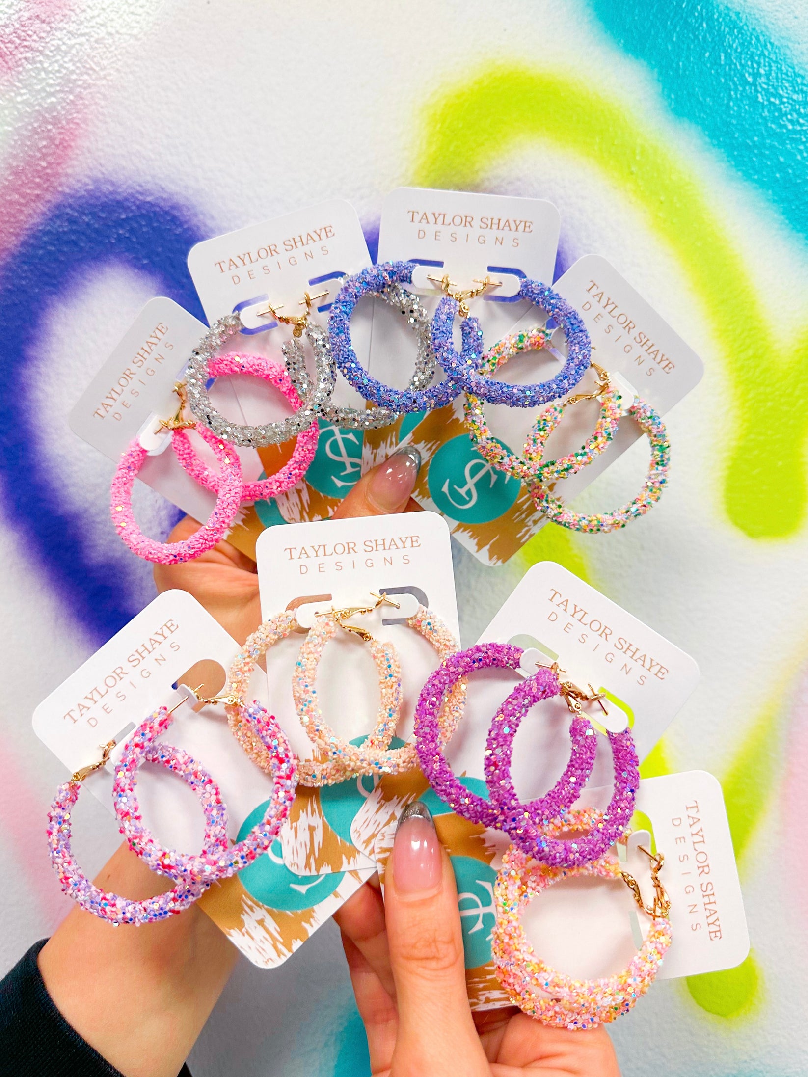 Valentine Glitter Hoops – Taylor Shaye Designs