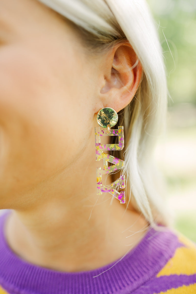 Acrylic Purple/Gold Flake Gameday Drops – Taylor Shaye Designs