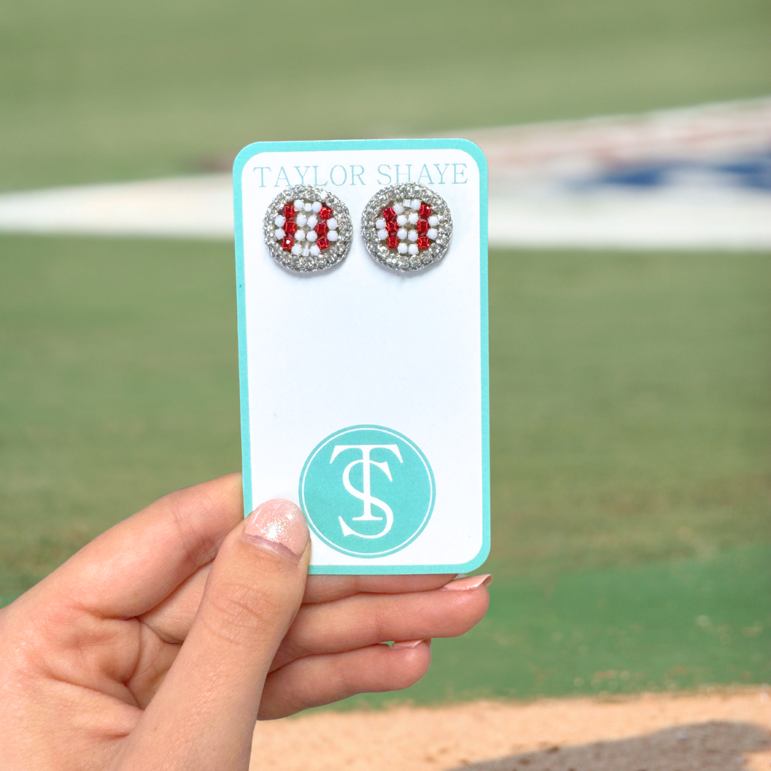 Beaded Baseball Stud – Taylor Shaye Designs