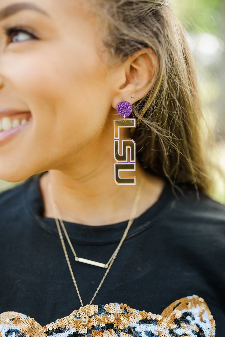 LSU Gold Mirror Drops – Taylor Shaye Designs