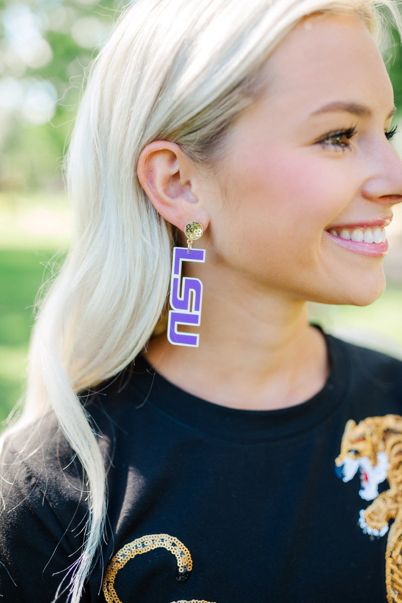 LSU Purple Acrylic Drops – Taylor Shaye Designs