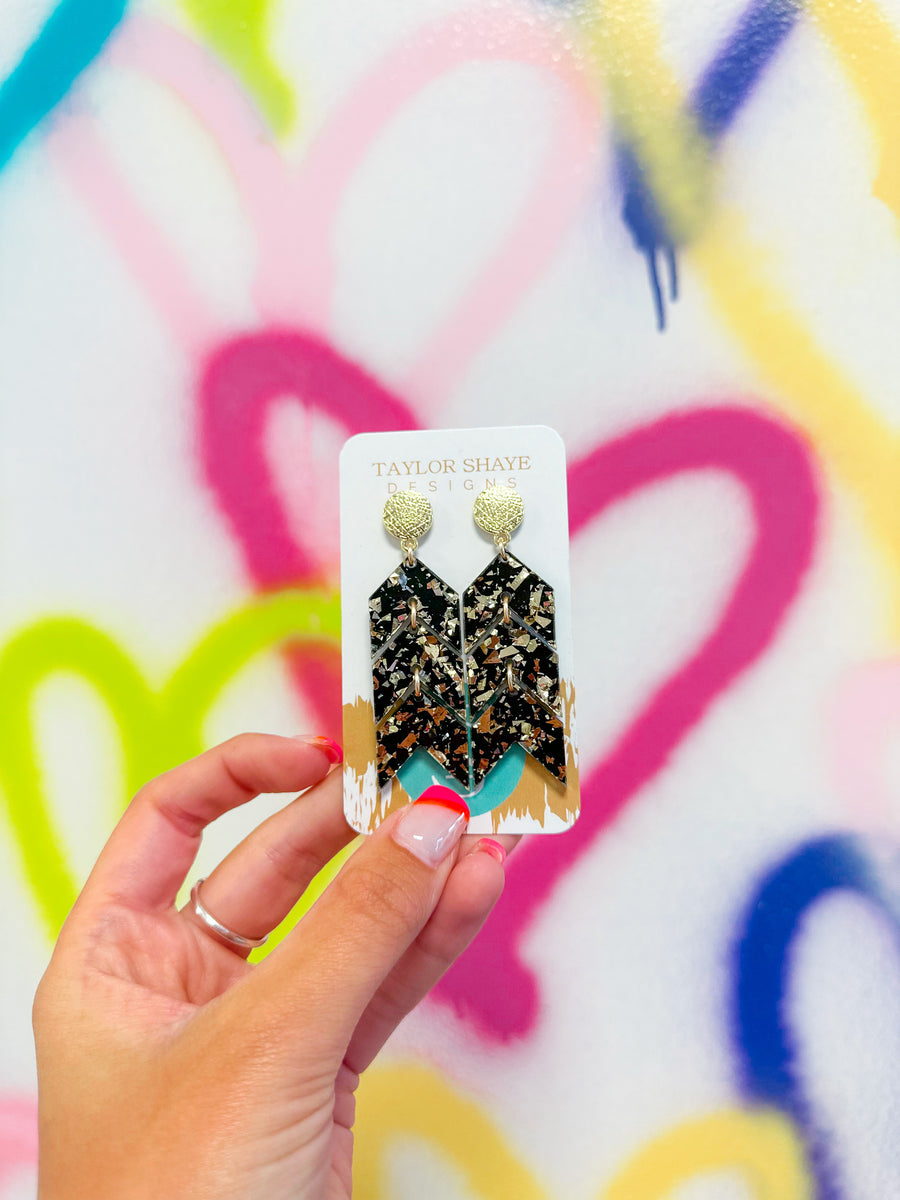 Black/Gold Flake Kensington Drops – Taylor Shaye Designs