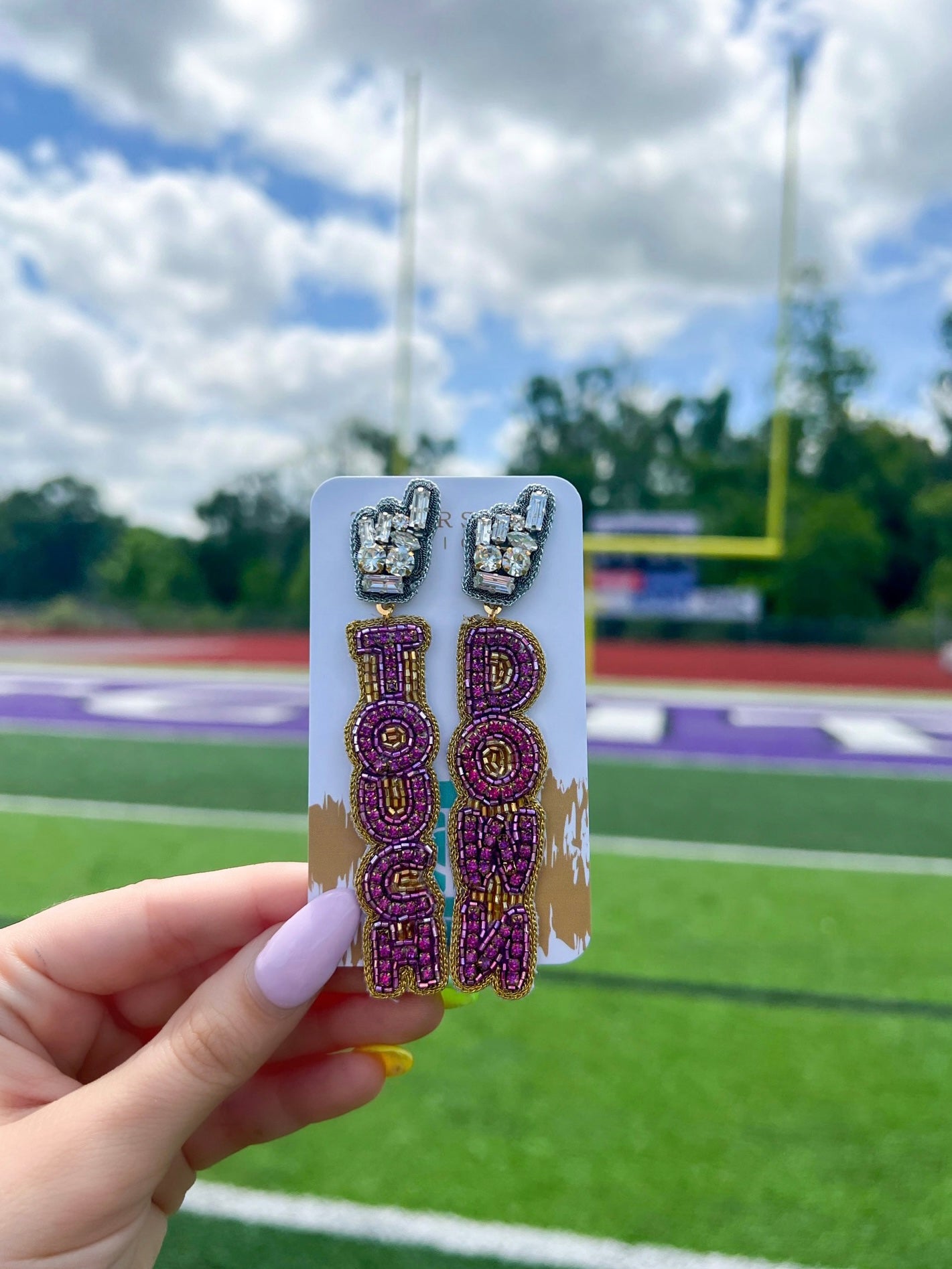 Purple/Gold Touchdown Drops – Taylor Shaye Designs