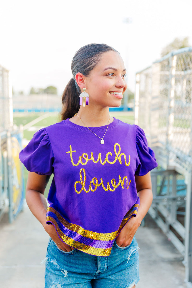 Purple/Gold Huddle Drops – Taylor Shaye Designs