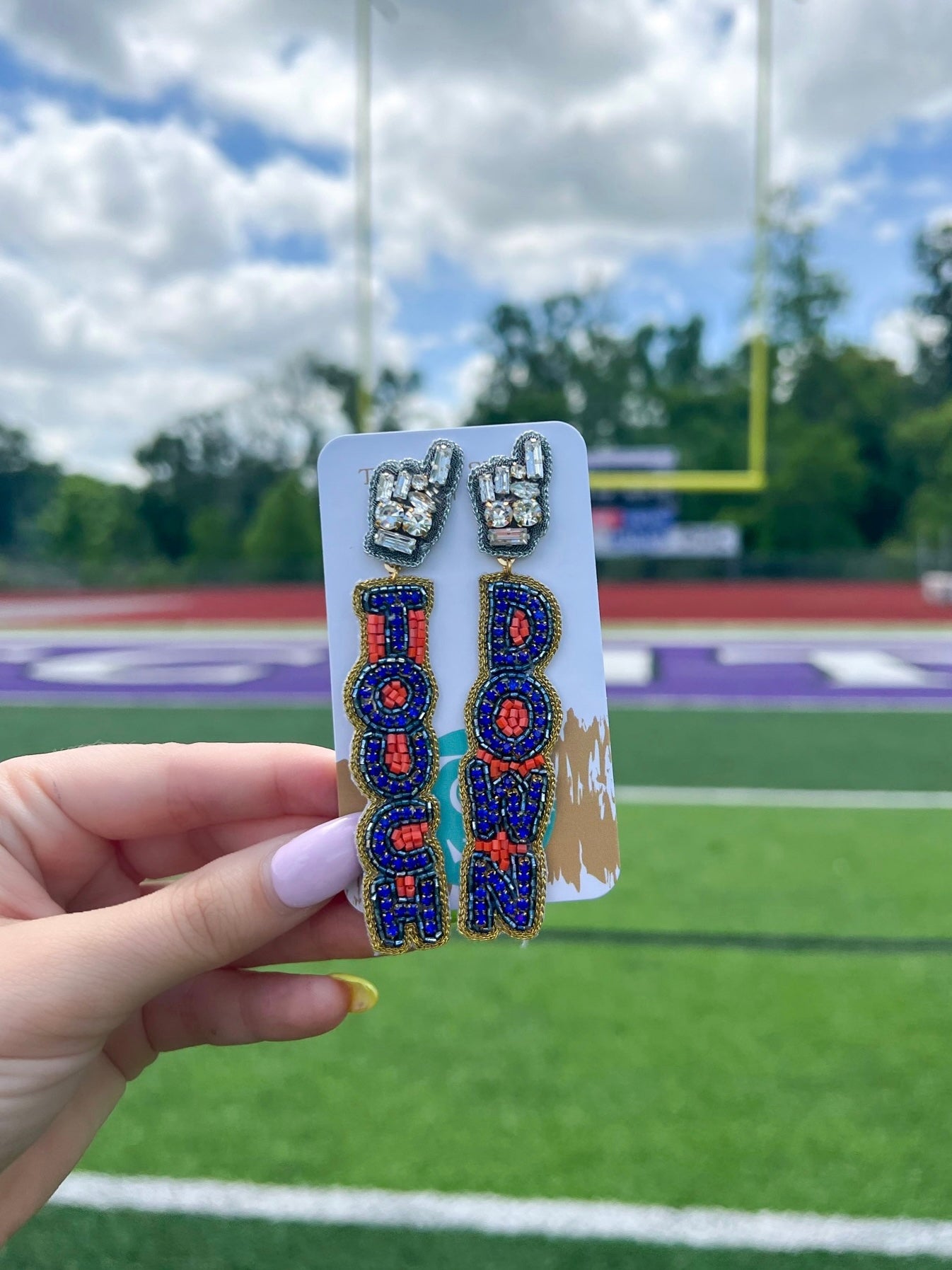 Blue/Orange Touchdown Drops – Taylor Shaye Designs