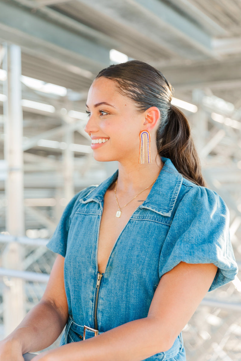 Red/Blue Rhinestone Chain Drops – Taylor Shaye Designs