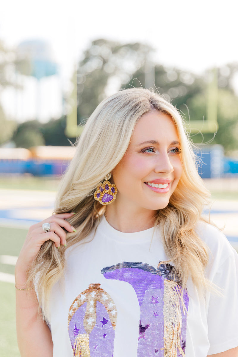 Purple/Gold Tiger Paws – Taylor Shaye Designs